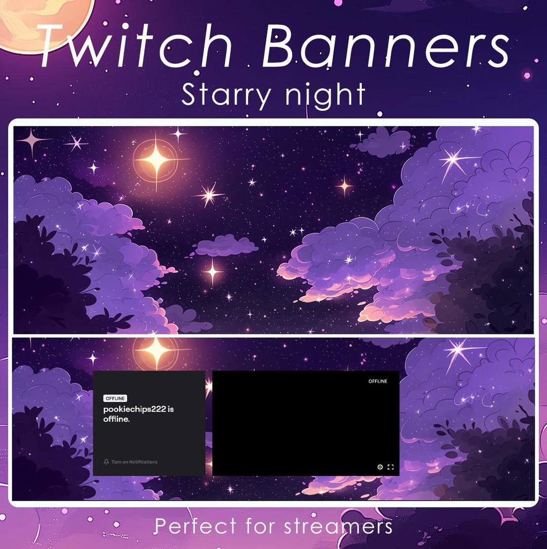 Starry Night Twitch Banner | Twitter | Discord | Youtube | Dark Night ...
