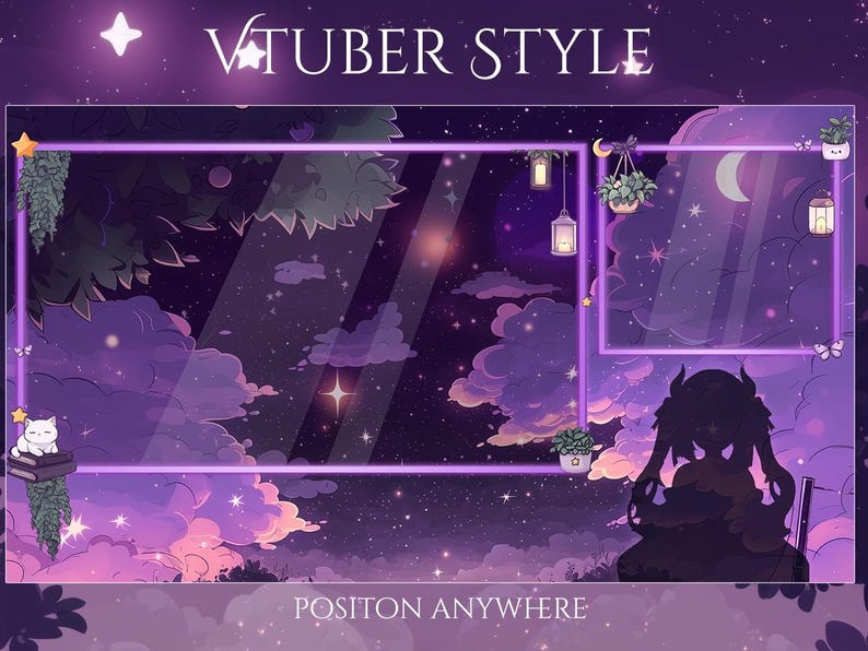 Lofi Cozy Room Twitch Overlay, Cat Stream Package, Starry Night Screens ...