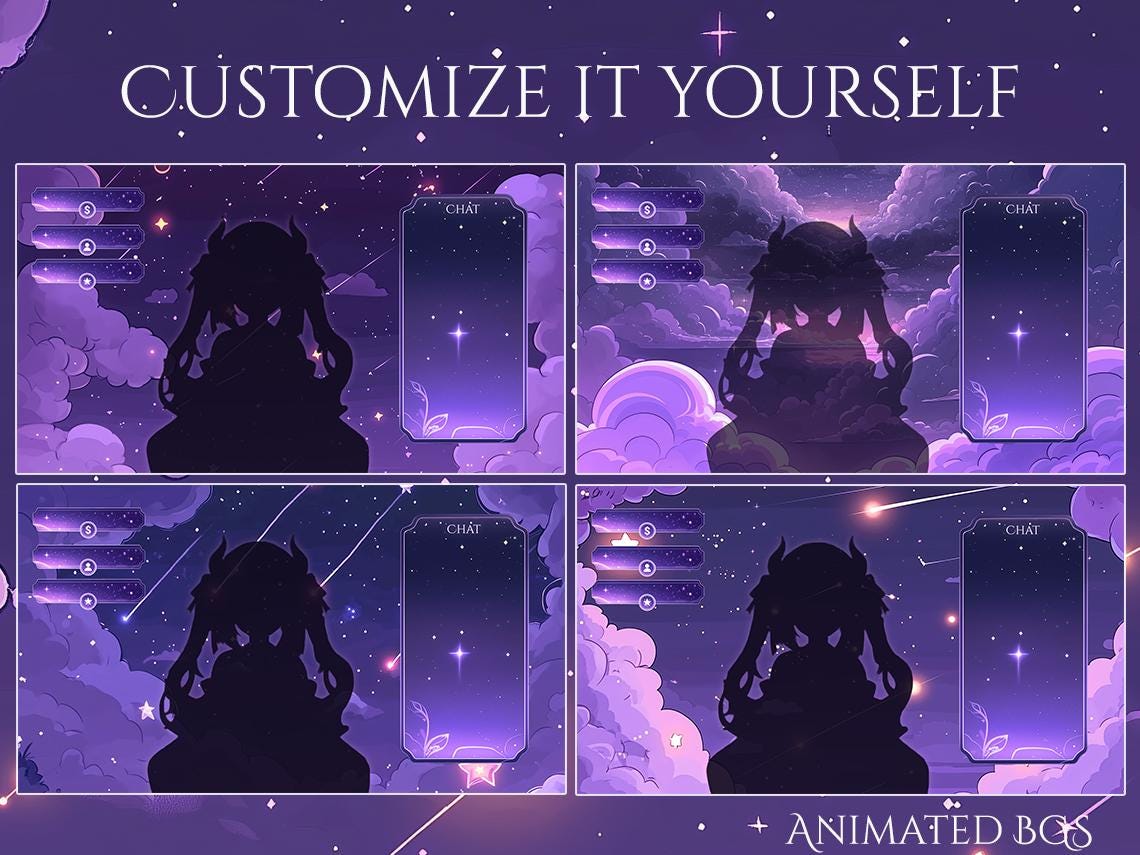 Magical Night Twitch Frames, Twitch Background | Overlay Stream Package ...