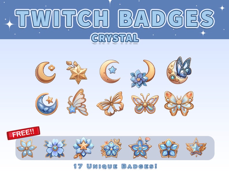 105x Twitch Badges Channel Points Sub Badges mega Bundle Star Moon ...
