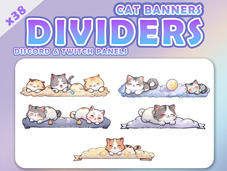 Cat Twitch Panels & Discord Dividers | Cute Twitch Banners Cat Discord ...