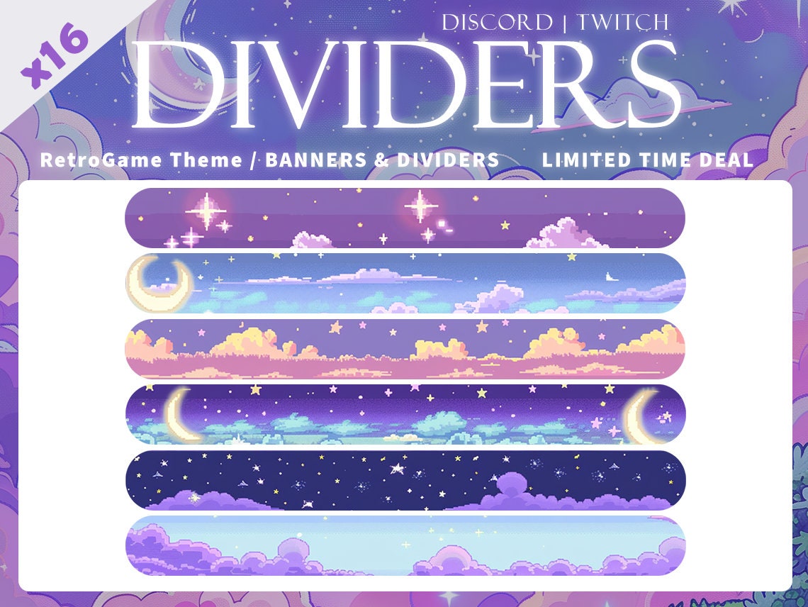 Discord Dividers Banners Purple Retro Arcade Pixel Night Twitch Panel ...