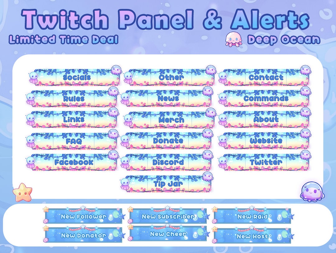 Ocean Twitch Alerts and Panels | Water Twitch Panel | Cute | Aesthetic ...