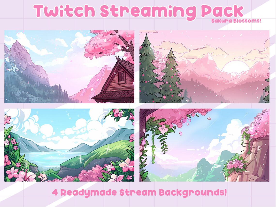 Animated Stream Package - Cute Sakura Package for Twitch| Cat | Cute ...