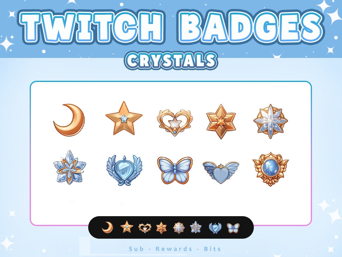 105x Twitch Badges Channel Points Sub Badges mega Bundle Star Moon ...
