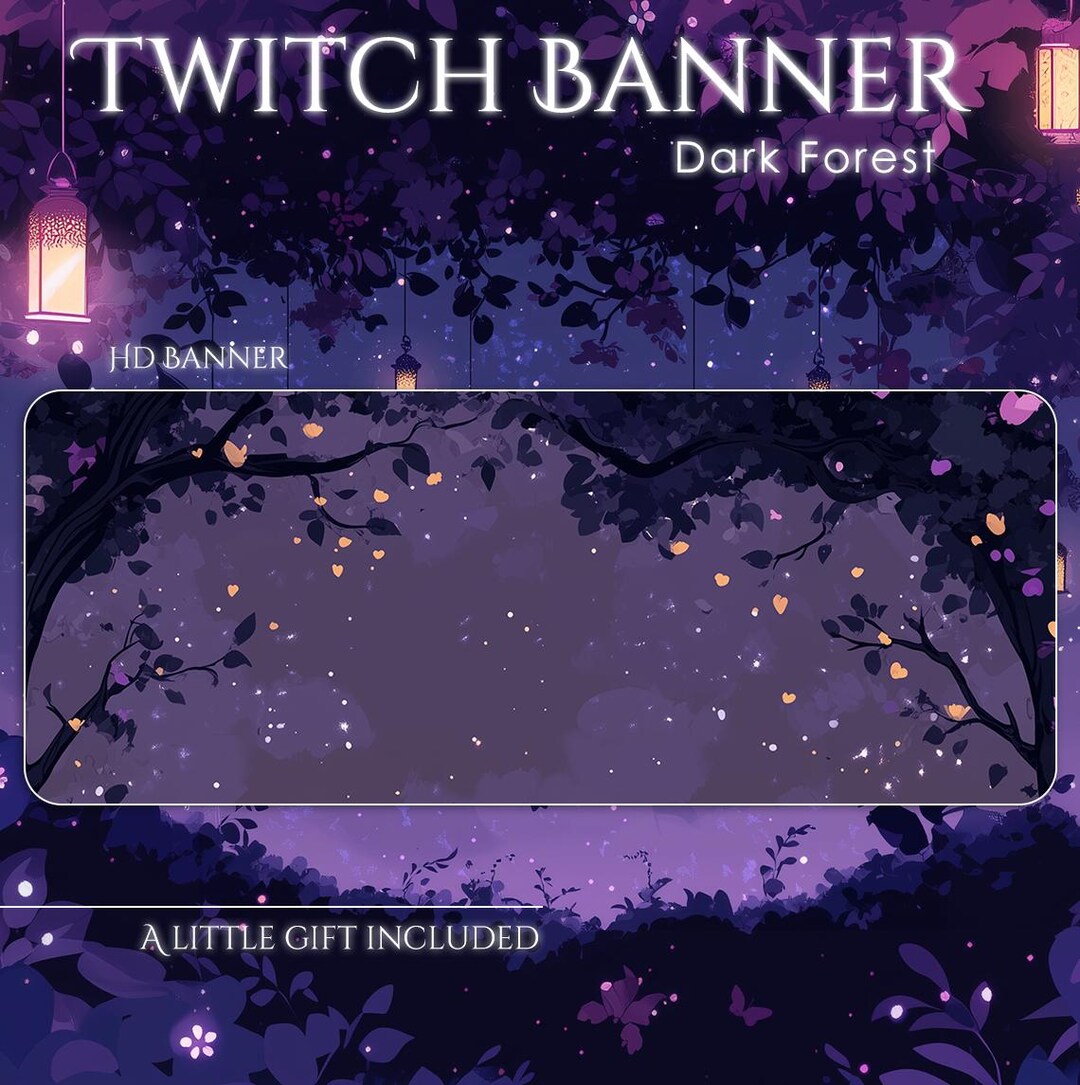 Dark Forest Night Twitch Banner | Dark Mystic Night Sky With Stars Moon ...