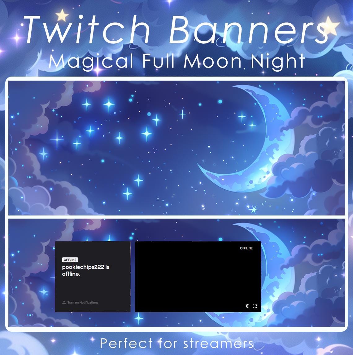 Crescent Night Twitch Banner | Twitter | Discord | Youtube | Dark Night ...