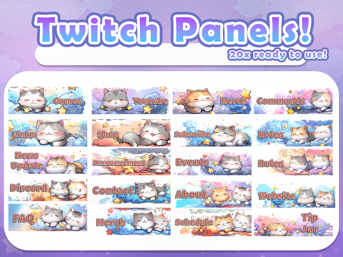 Bundle Cat Stream Overlay Set for Twitch, Youtube Cat Overlay Stream ...