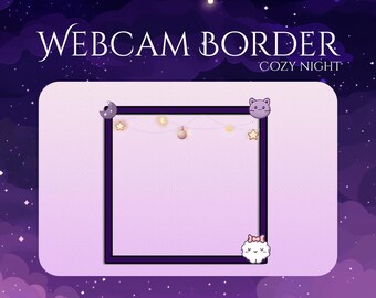 Cat Webcam Border for Twitch Purple Stream Overlay Magical Twitch ...