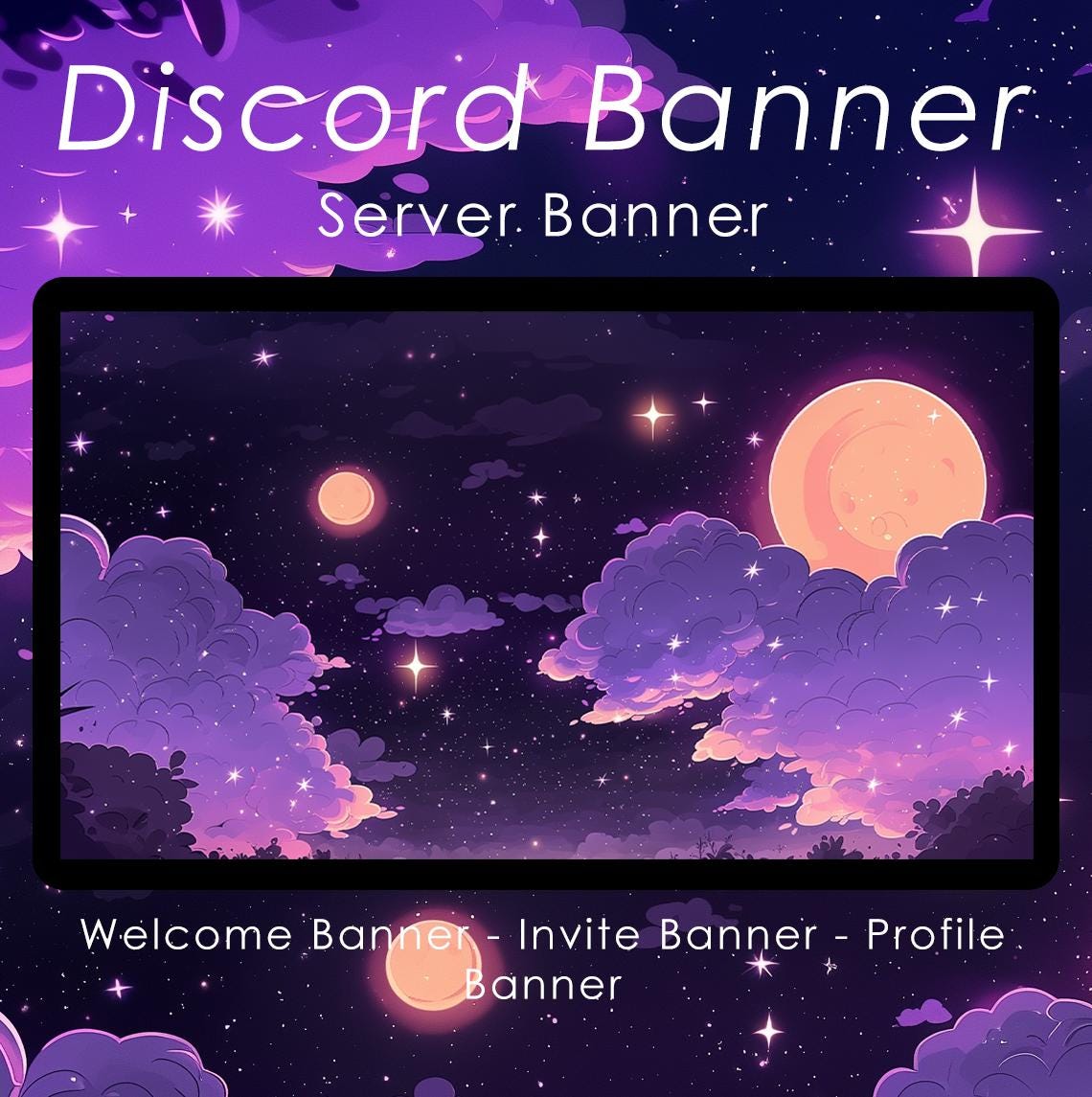 Discord Banner | Server Banner | Stars & Moons Theme | Galaxy | Space ...