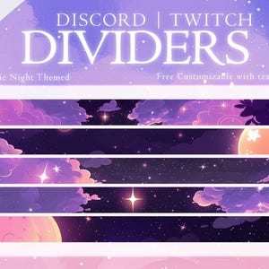 Magic Night Dividers for Discord Twitch | Fantasy Stars Moon Banners ...