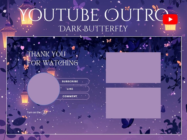 Dark Butterfly Youtube Outro, Gothic Stream End Screen, Mystical Outro ...