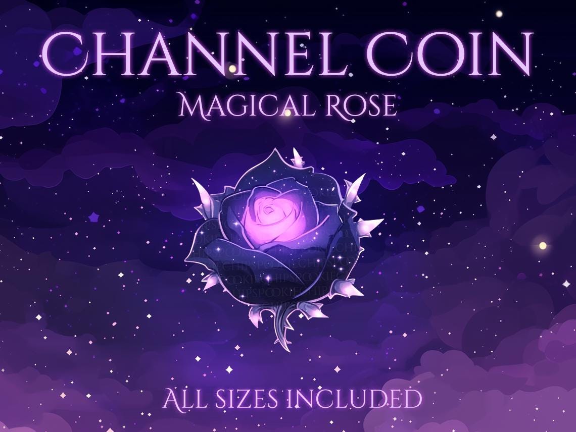 Rose Channel Coin | Twitch | Black Flower Floral | Twitch Badge Subs ...