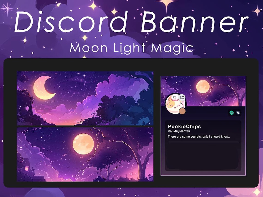 Discord Moon Banner | Profile Banner | Purple | Pink | Stars | Crescent ...