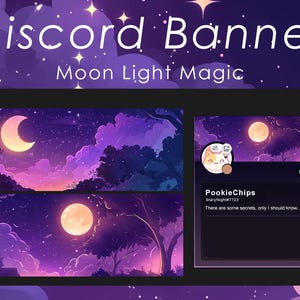 Discord Moon Banner | Profile Banner | Purple | Pink | Stars | Crescent ...