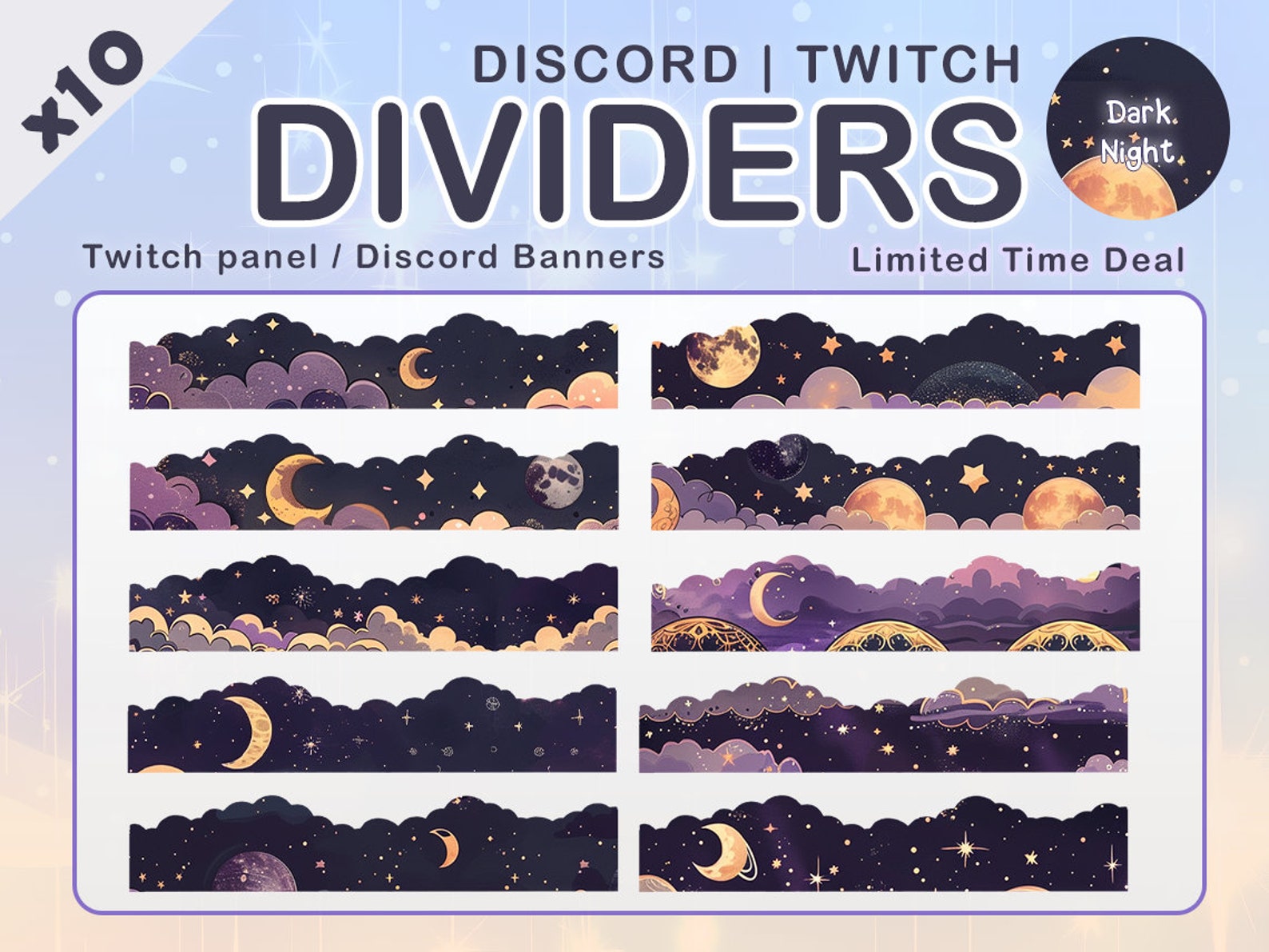 Discord Dividers | Banners | Moon | Star | Purple | Celestial | Night ...