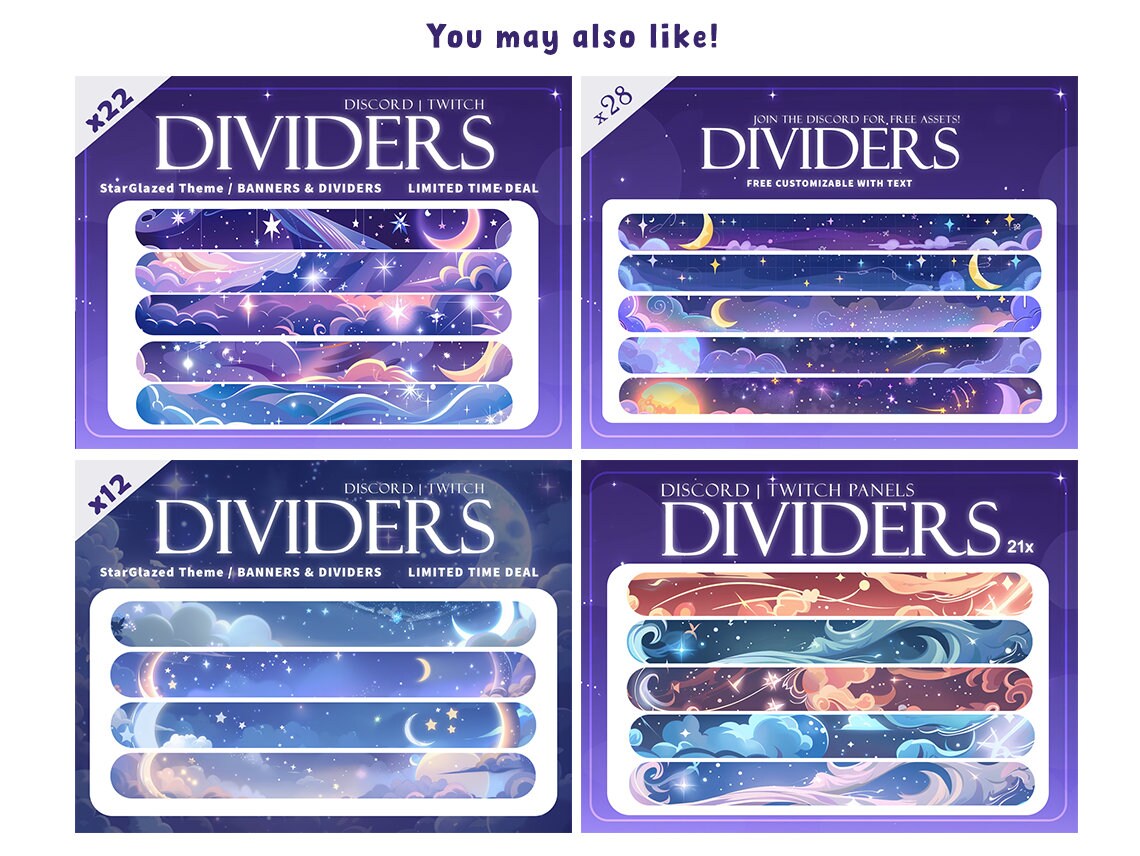 Discord Dividers Banners Moon Star Purple Celestial Night Twitch Panel ...