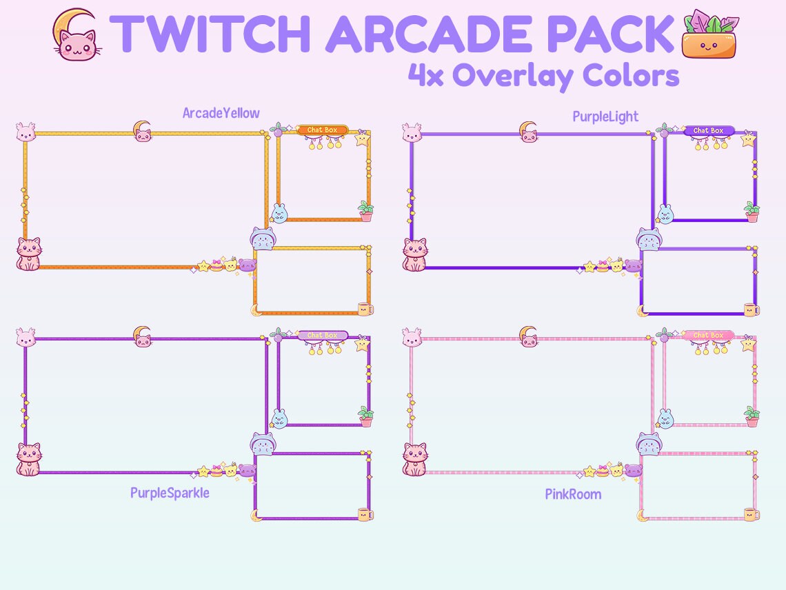 Animated Twitch Overlay | Arcade | Purple Twitch Overlay | Pink ...