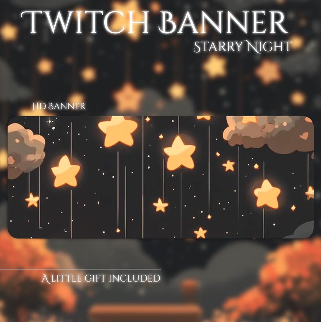 Golden Stars Twitch Banner, Falling Star Night Sky, Celestial Overlay ...