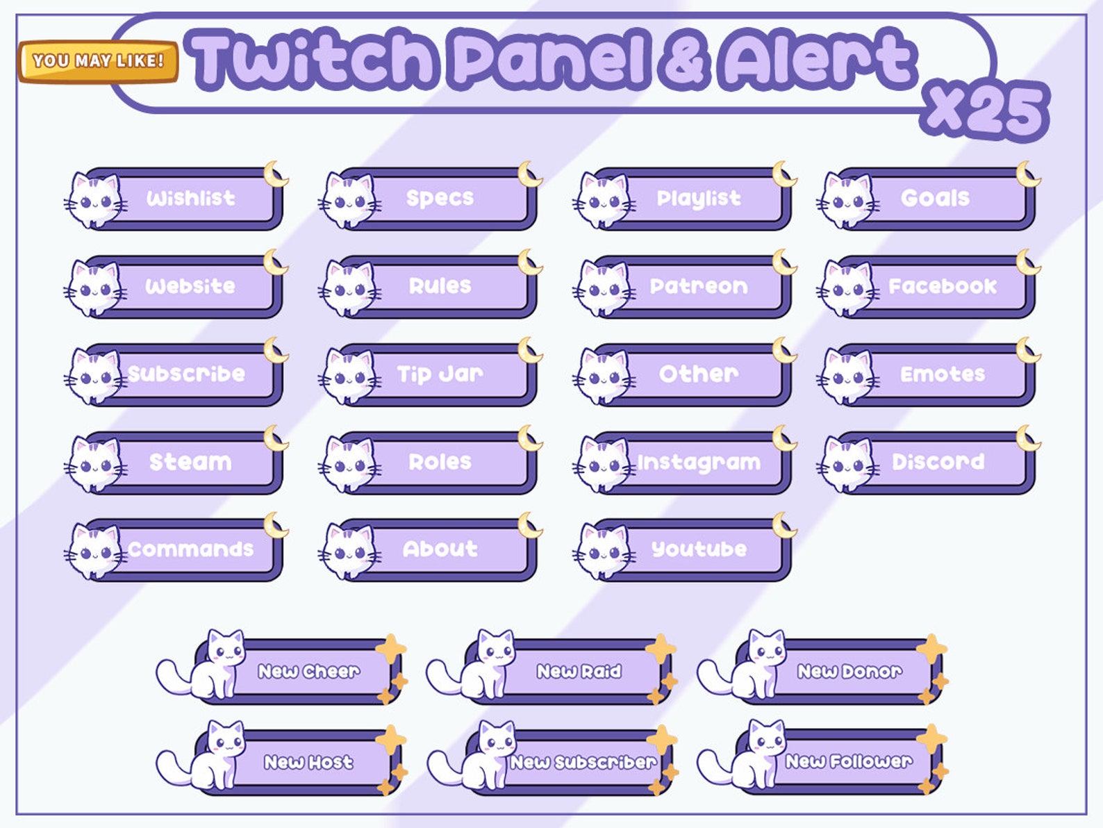 Cat Twitch Panels & Discord Dividers | Cute Twitch Banners Cat Discord ...