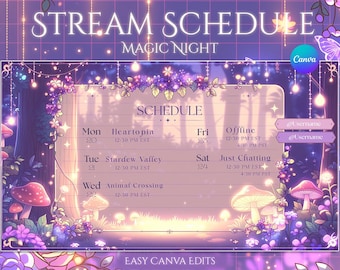 Cozy Stream Schedule PSD Template | Editable Twitch Schedule ...