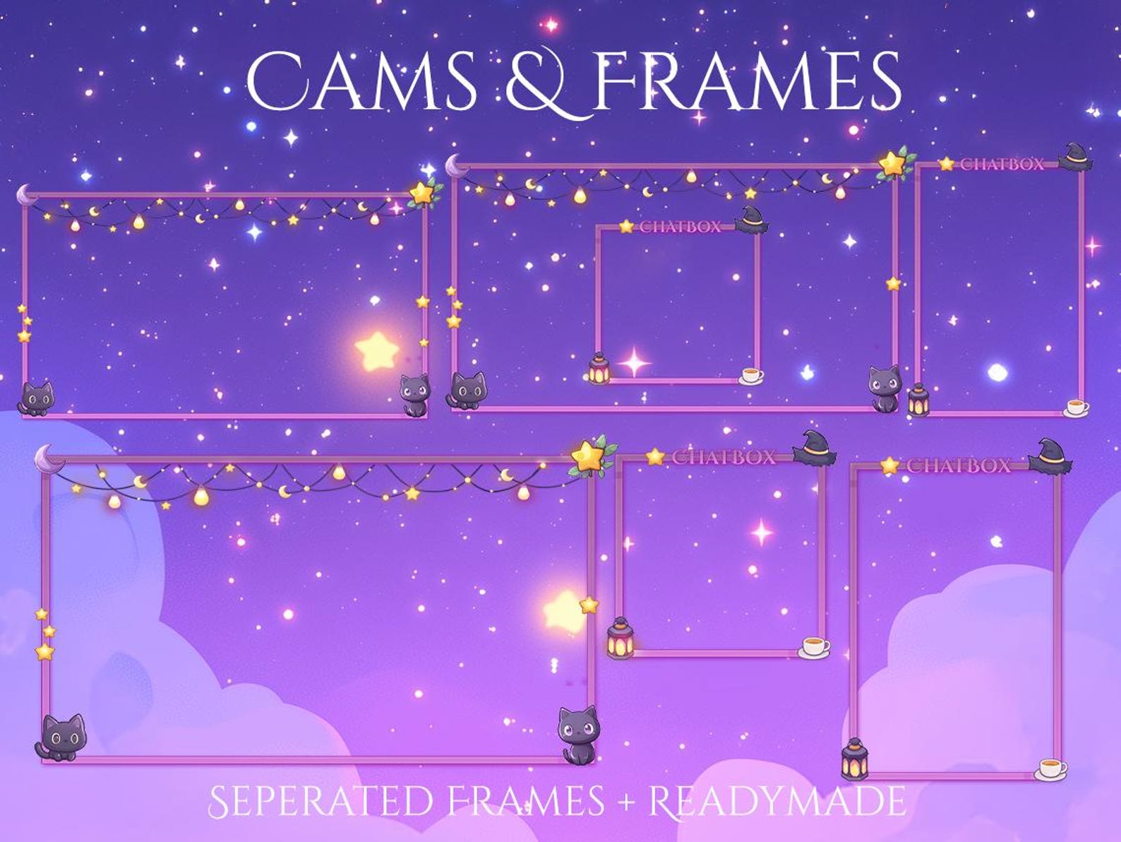 Magical Night Twitch Overlay, Twitch Screen | Animated Overlay Stream ...