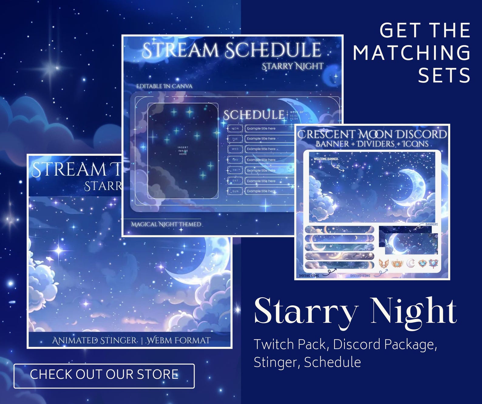 Crescent Moon Twitch Overlay, Twitch Screen | Animated Overlay Stream ...