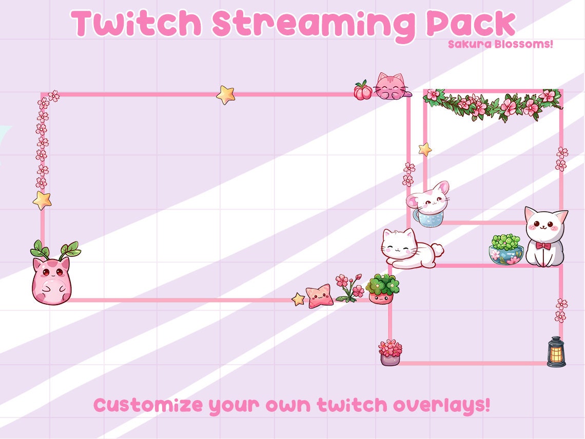 Sakura Overlay | Twitch Decor | Frames | Frames | Webcam | Cat | Cute ...