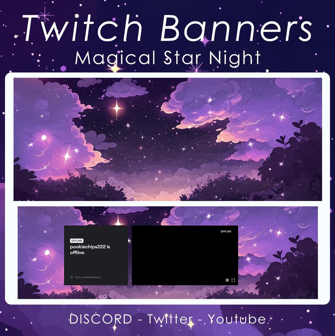Star Night Twitch Banner | Twitter | Discord | Youtube | Crescent ...