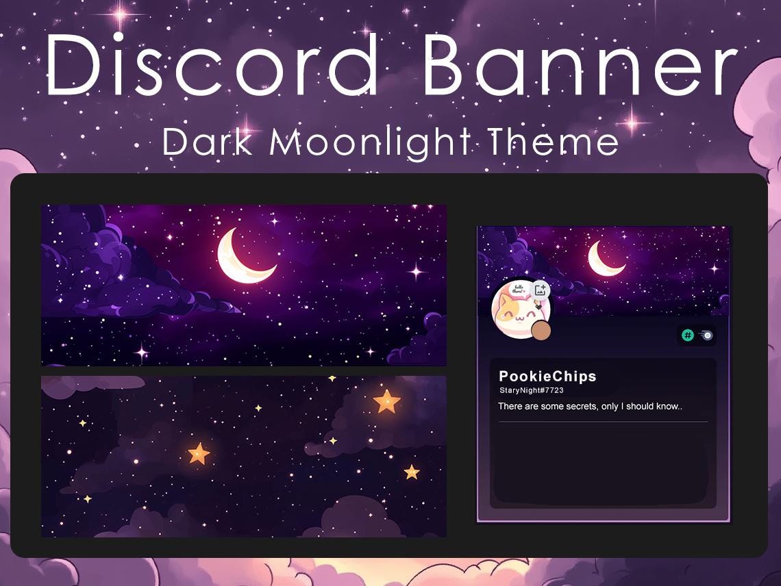 Discord Banner Profile Banner Stars Moons Theme Galaxy Moonlight Cute ...