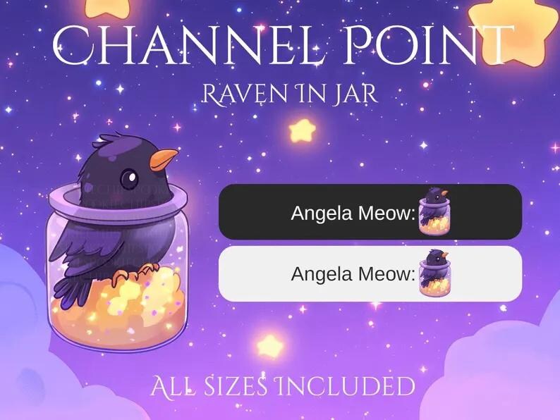 Raven Jar Channel Point | Cute | Crow | Moon | Stars | Magic | Stream ...