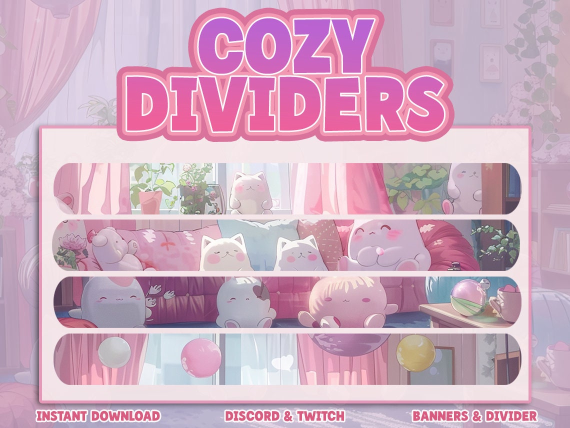 Cozy Discord Dividers | Twitch Panels | Bedroom | Dreamy | Pastel Pink ...
