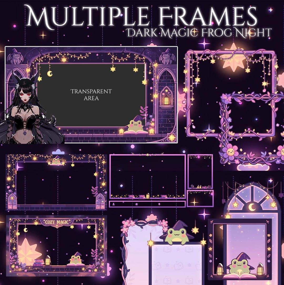 20x Frames Bundle Twitch Stream Dark Magic Frog Night Twitch Overlay ...
