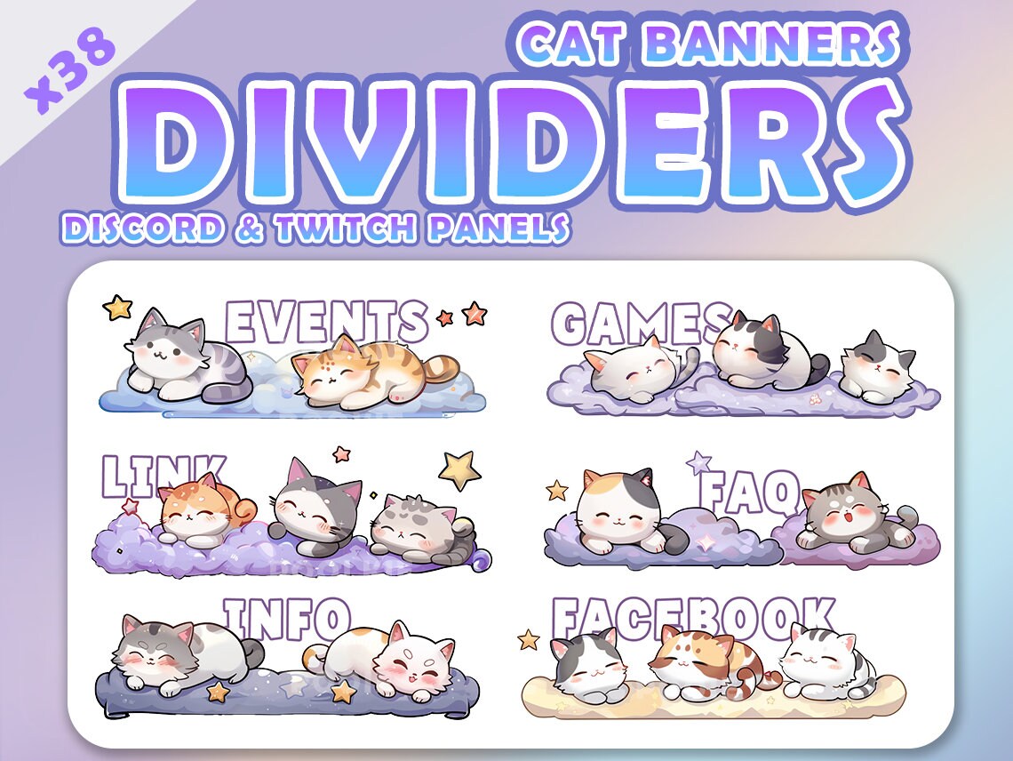 Cat Twitch Panels & Discord Dividers | Cute Twitch Banners Cat Discord ...