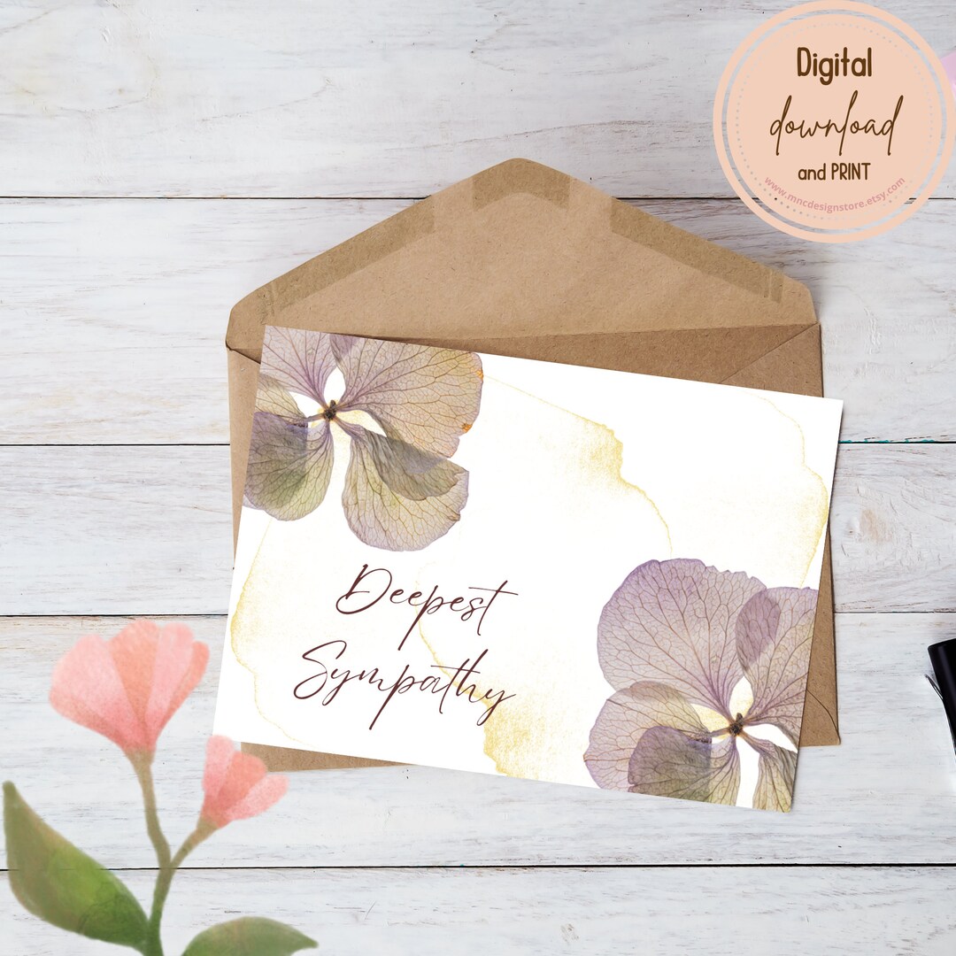 Condolence Card, Sincere Condolences, Mourning Card, Deepest Sympathy ...