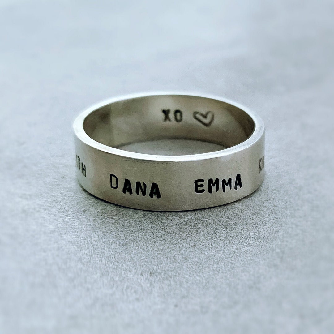 Mens Ring Silver, Grandchildren Ring, Customizable Ring, Thick Sterling ...