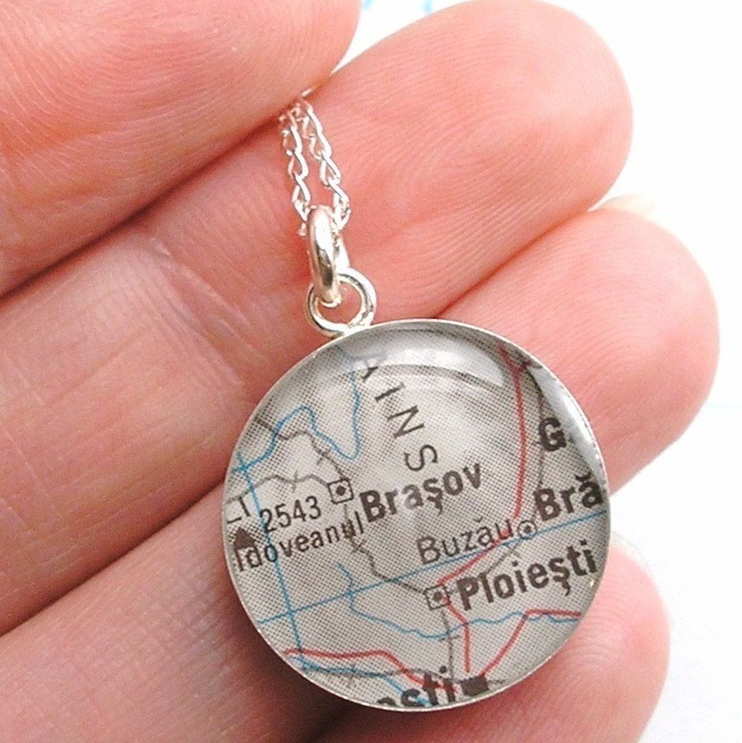 Custom Map Necklace, Map Necklace, World Map Necklace, Map Pendant, Map ...