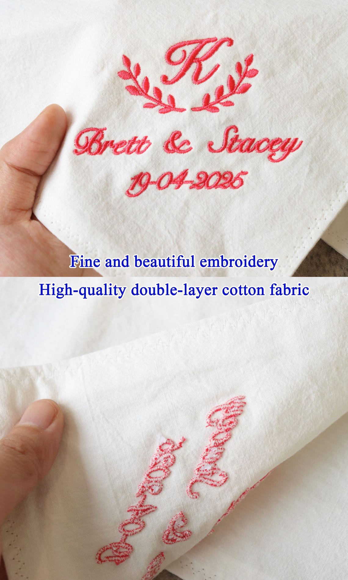 Embroidered Handkerchief Personalized Name Handkerchief Monogram ...