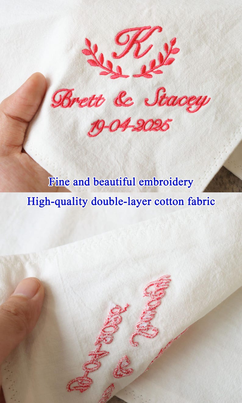 Personalized Handkerchief Embroidered Text/logo Handkerchief Father ...