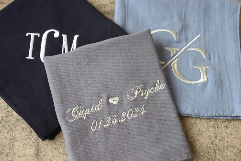 Personalized Handkerchief Embroidered Text/logo Handkerchief Father ...