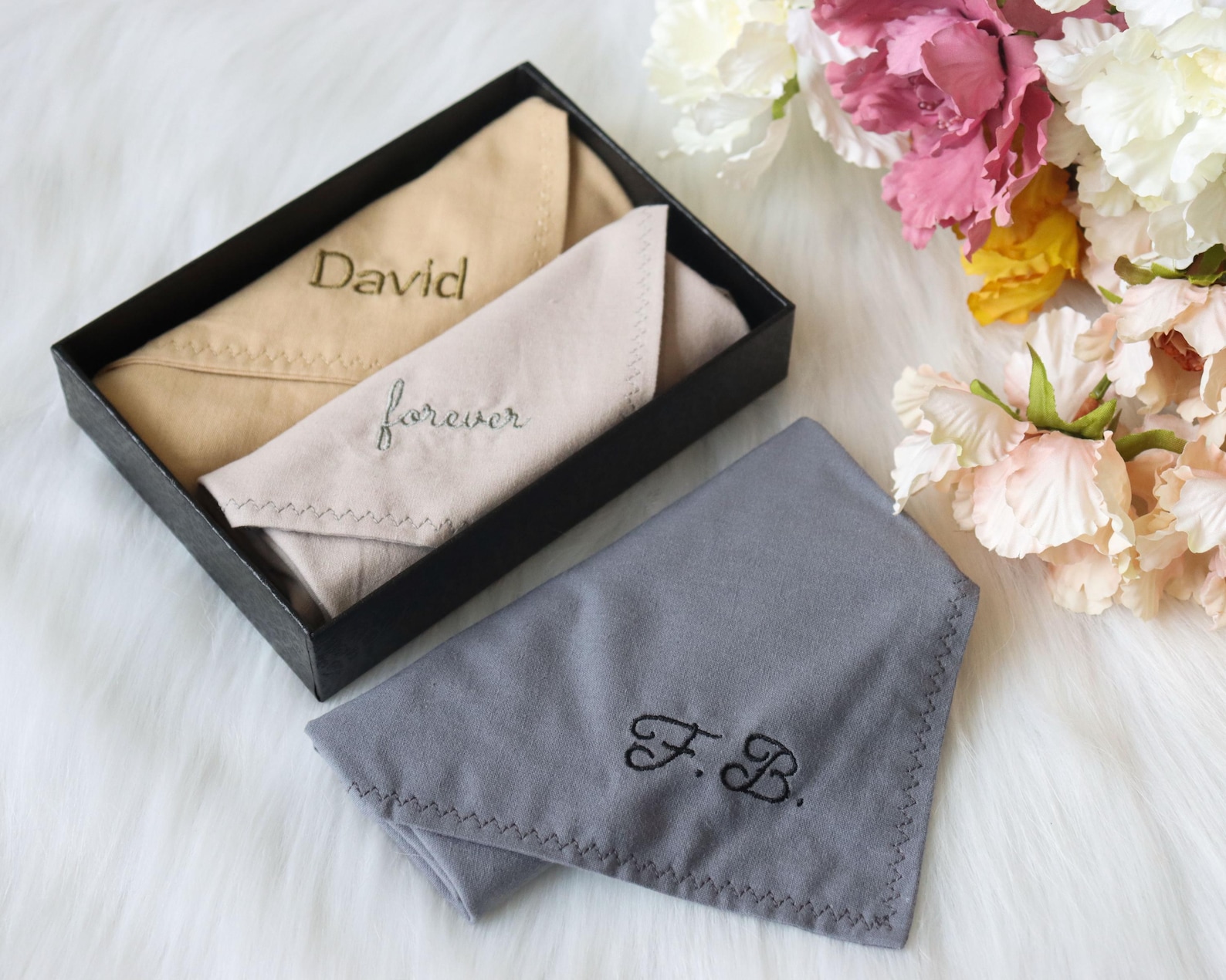Embroidered Handkerchief Personalized Name Handkerchief Monogram ...