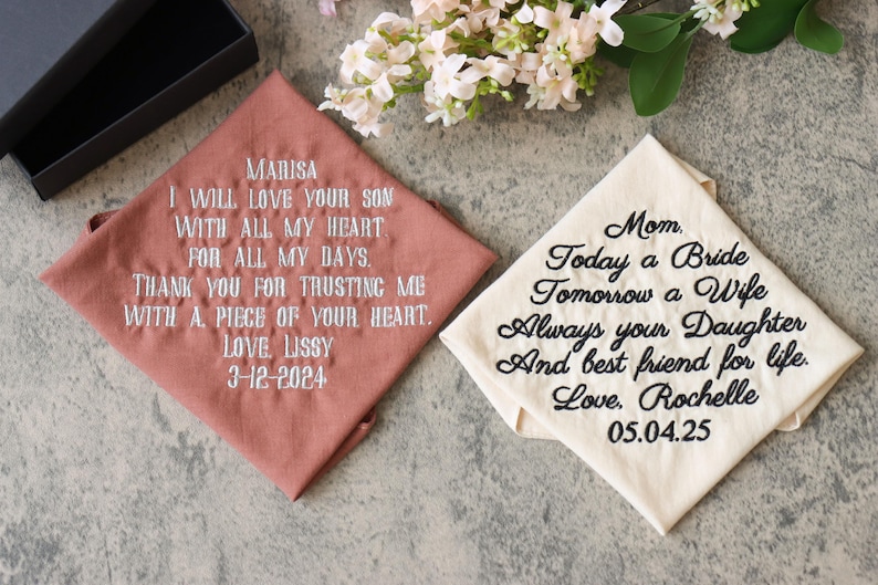 Personalized Handkerchief Embroidered Text/logo Handkerchief Father ...