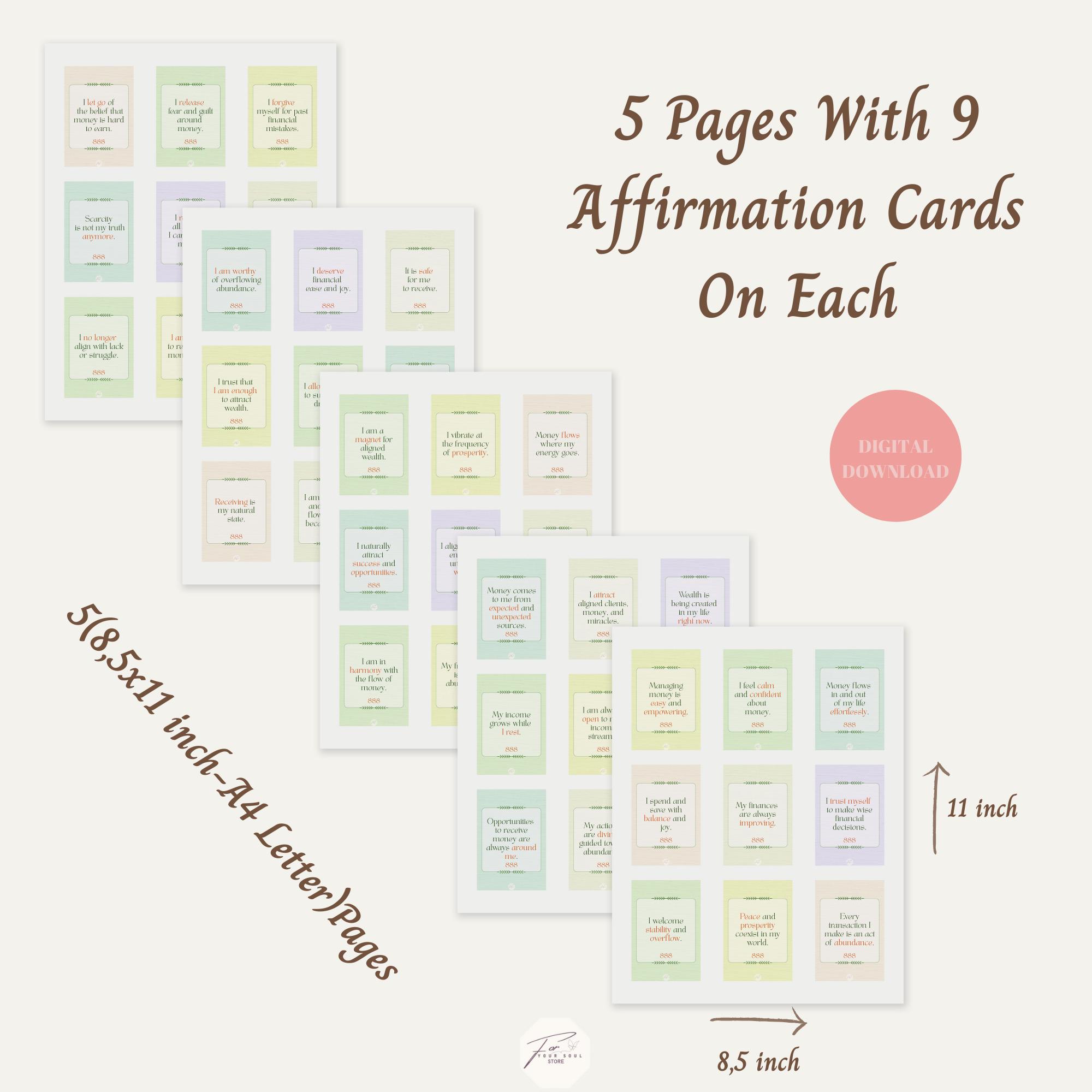 Money Affirmation Cards,angel Number Cards 888,affirmation Cards ...
