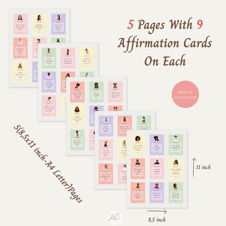 Self Worth Affirmation Cards, Self Esteem Affirmation Cards,spiritual ...