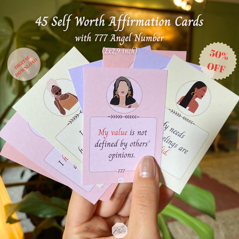 Self Worth Affirmation Cards, Self Esteem Affirmation Cards,spiritual ...