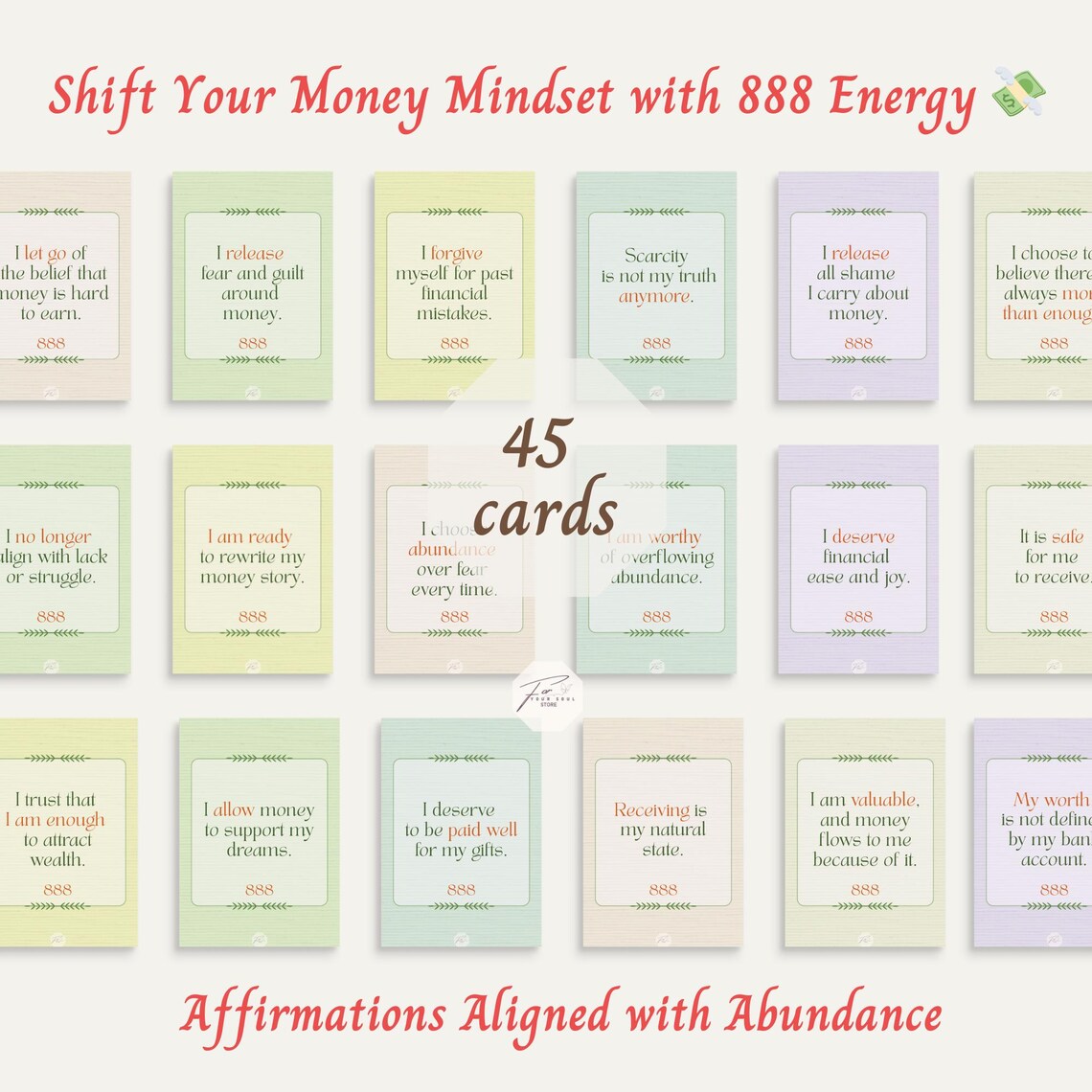 Money Affirmation Cards,angel Number Cards 888,affirmation Cards ...