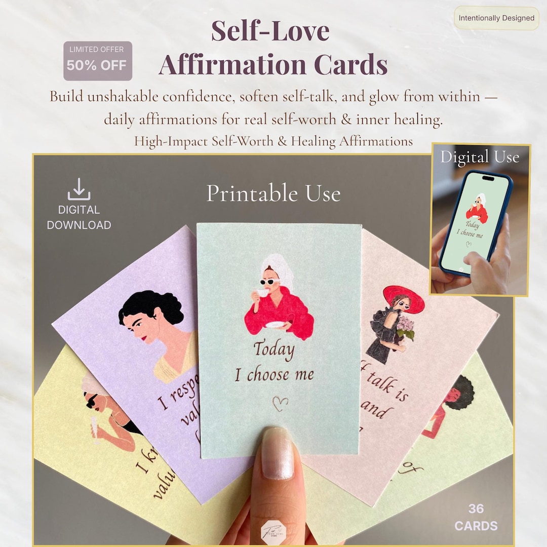Self Love Affirmation Cards | Printable and Digital Deck for Inner ...