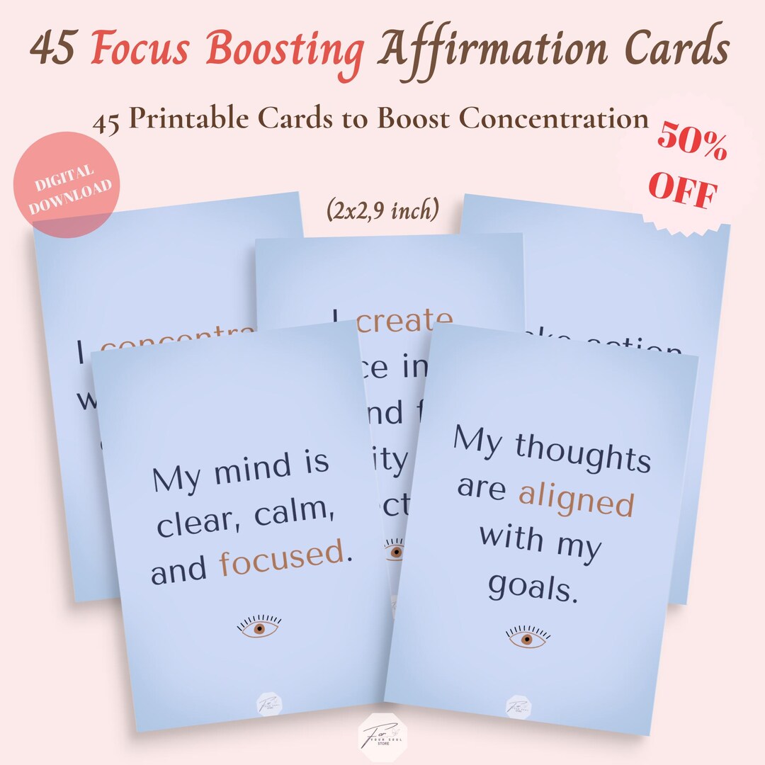 Focus-boosting Affirmation Cards Printable,45 Affirmation Cards for ...
