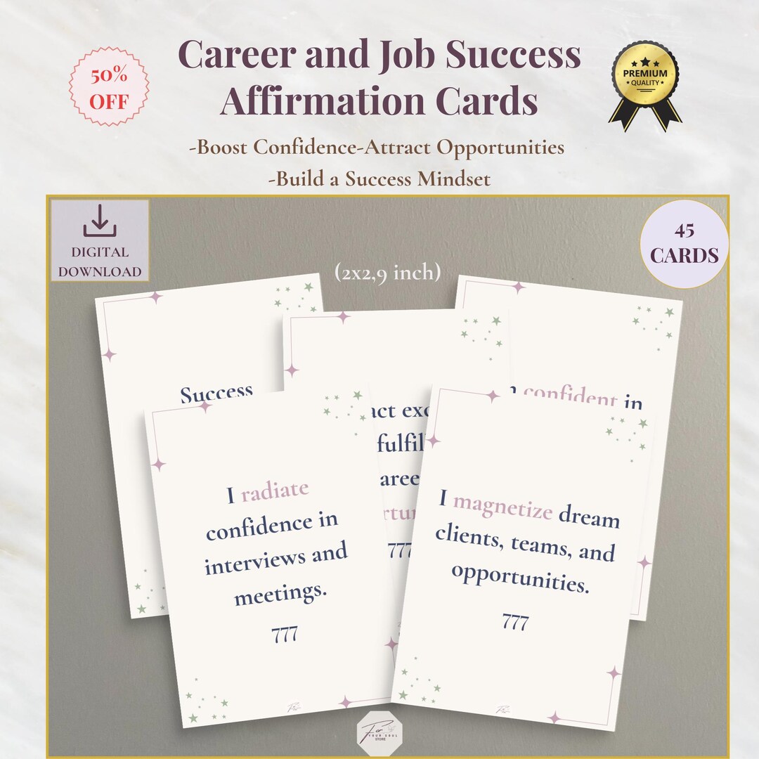Career and Job Success Affirmation Cards Printable,motivation Cards ...