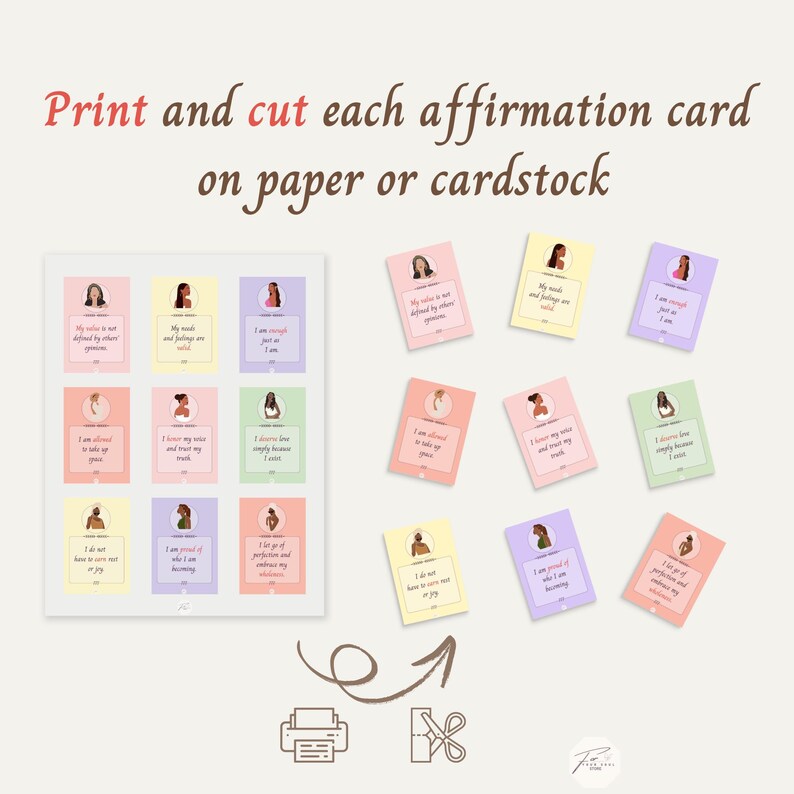 Self Worth Affirmation Cards, Self Esteem Affirmation Cards,spiritual ...